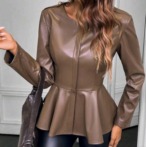 Jackets & Coats | Fashionable Solid Color Ruffled Hem Jacket Autumn ...